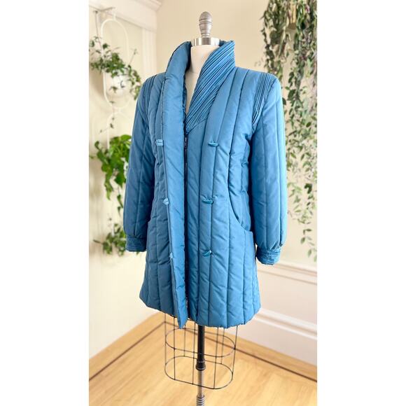 Vintage | Jackets & Coats | Vintage 98s Puffer Coat 80s Blue Quilted ...